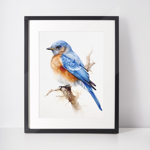 Creative Path Studios | Art | Watercolor Eastern Bluebird Wall Art ...